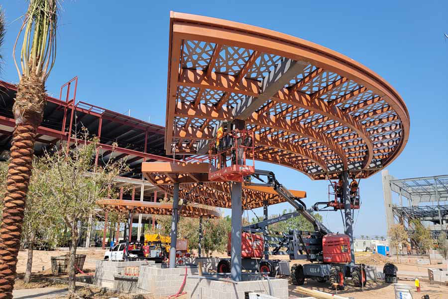 Curved Steel Canopies Create Gathering Place at Civic Square in ...